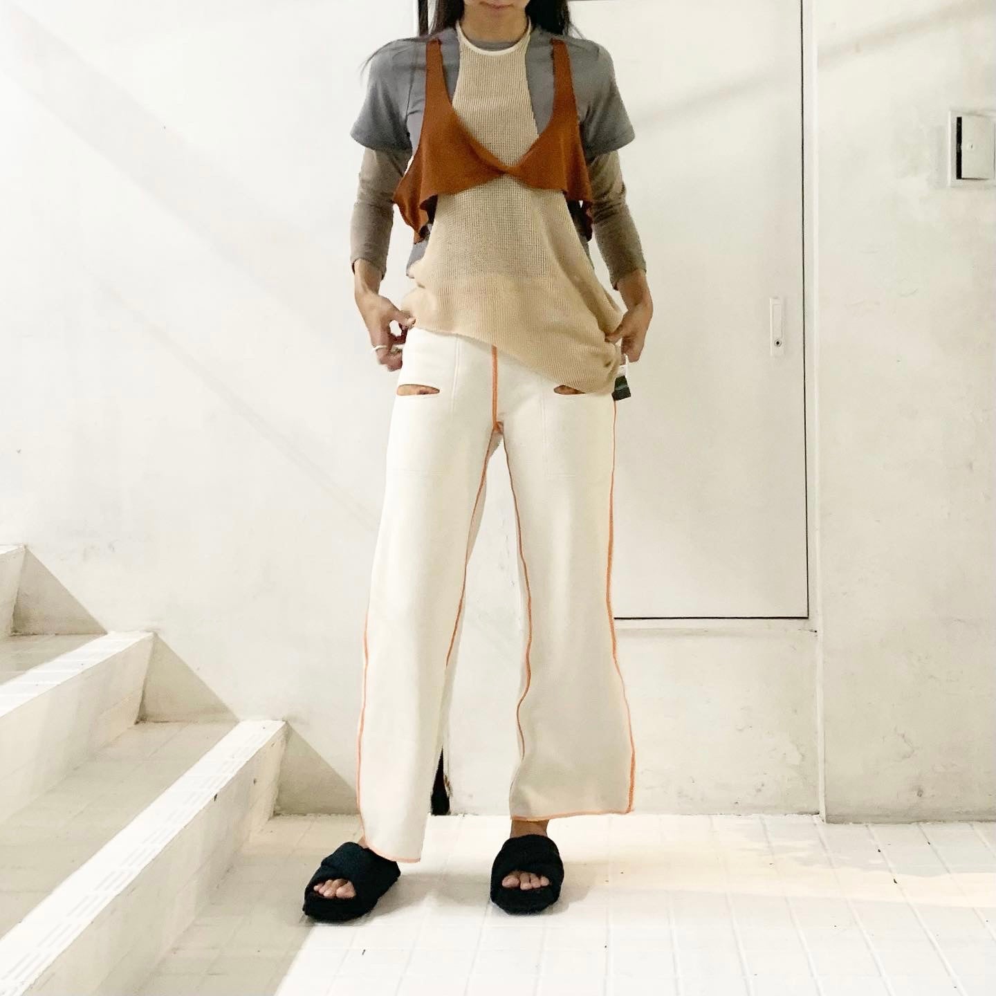 【kotohayokozawa】 LAYERED TOP / REVERSIBLE SWEATPANTS – ONENESS ONLINE STORE